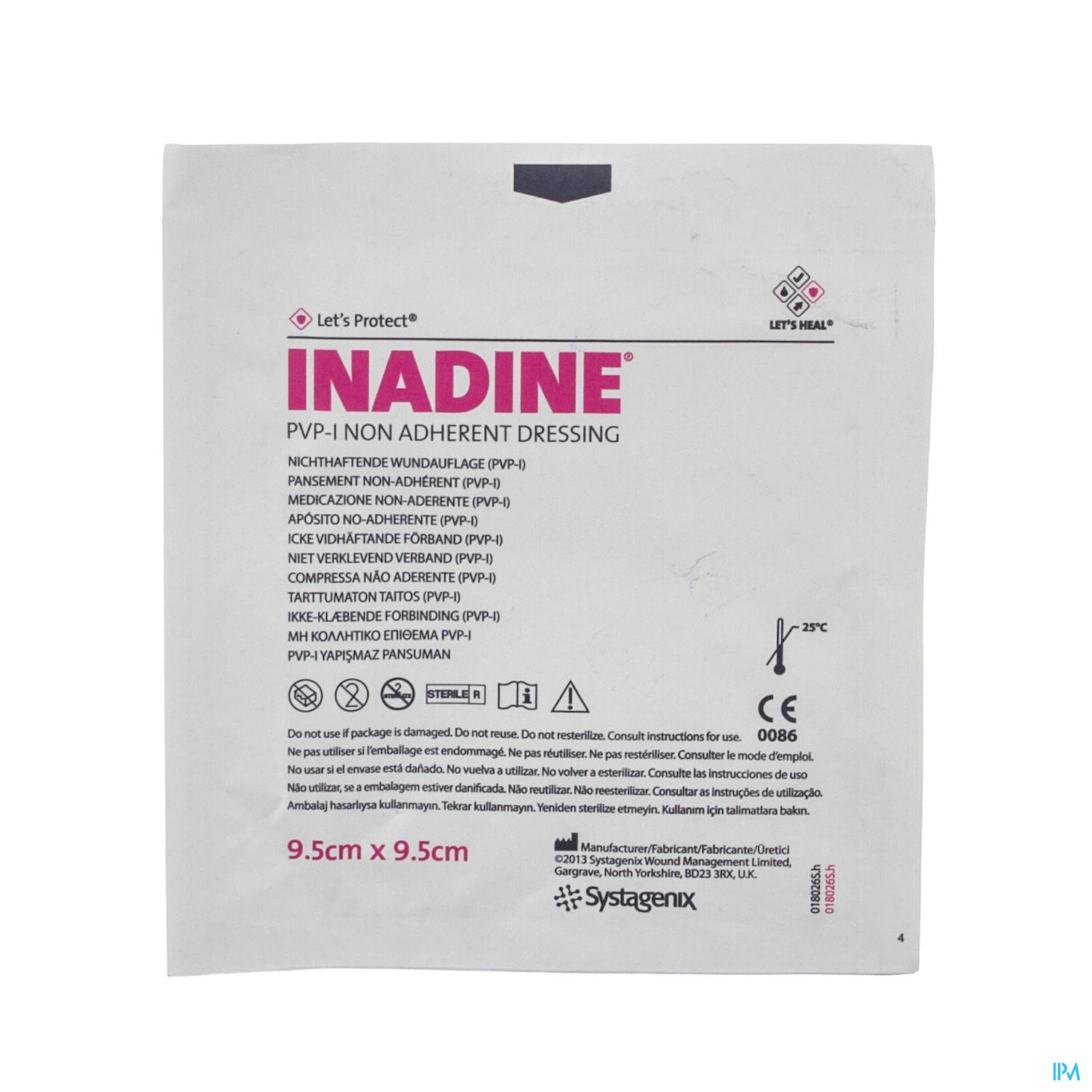 Inadine Kp Doordr. 9,5x 9,5cm 1 P01491 - Steriel materiaal - Thuiszorg ...
