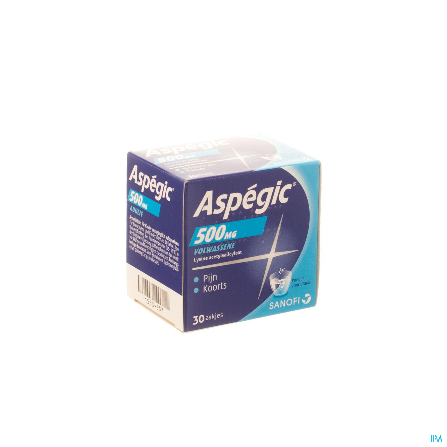 Aspegic 500 Pulv 30x 500mg - Volwassenen - Pijn & koorts ...