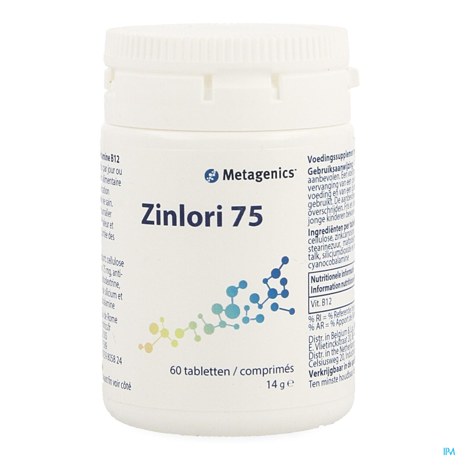 Zinlori 75 Tabl 60 4216 Metagenics - Zinc - Minéraux - Vitamine et ...