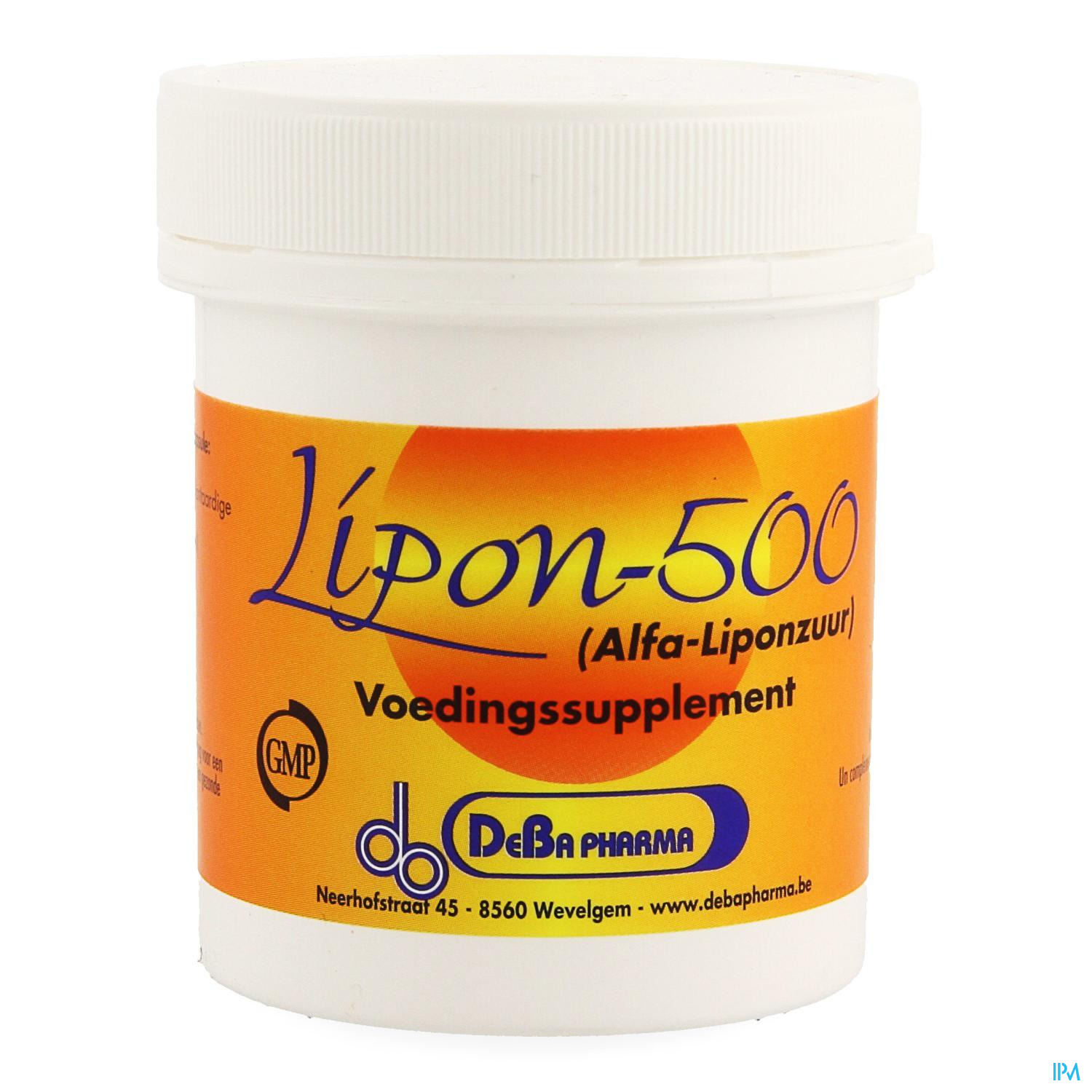 LIPON CAPS 60X 500MG DEBA - Apotheek Peeters Oudsbergen (Peeters Pharma BV)