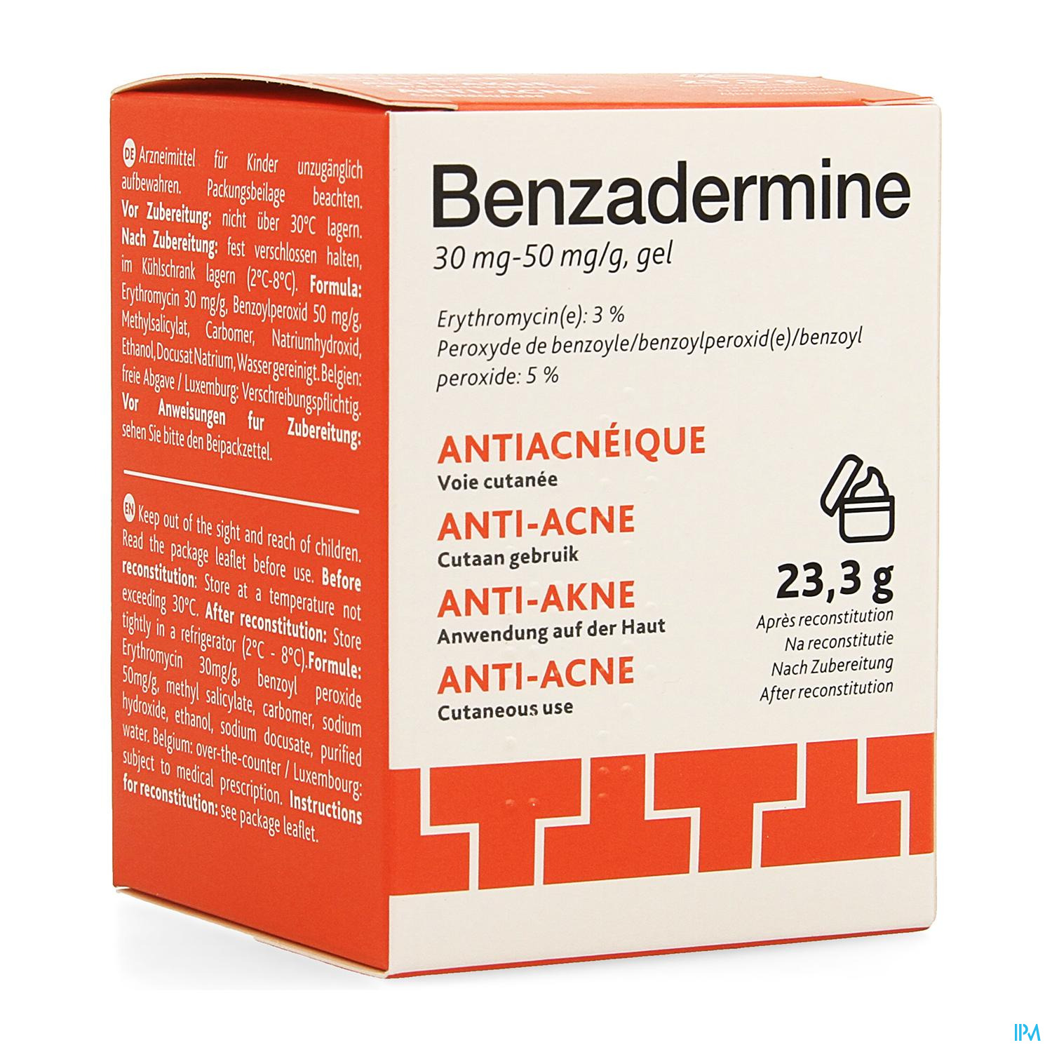 Benzadermine 30 Mg/50 Mg Gel Pot 23,3 G - Acné - Médicaments - Apotheek ...