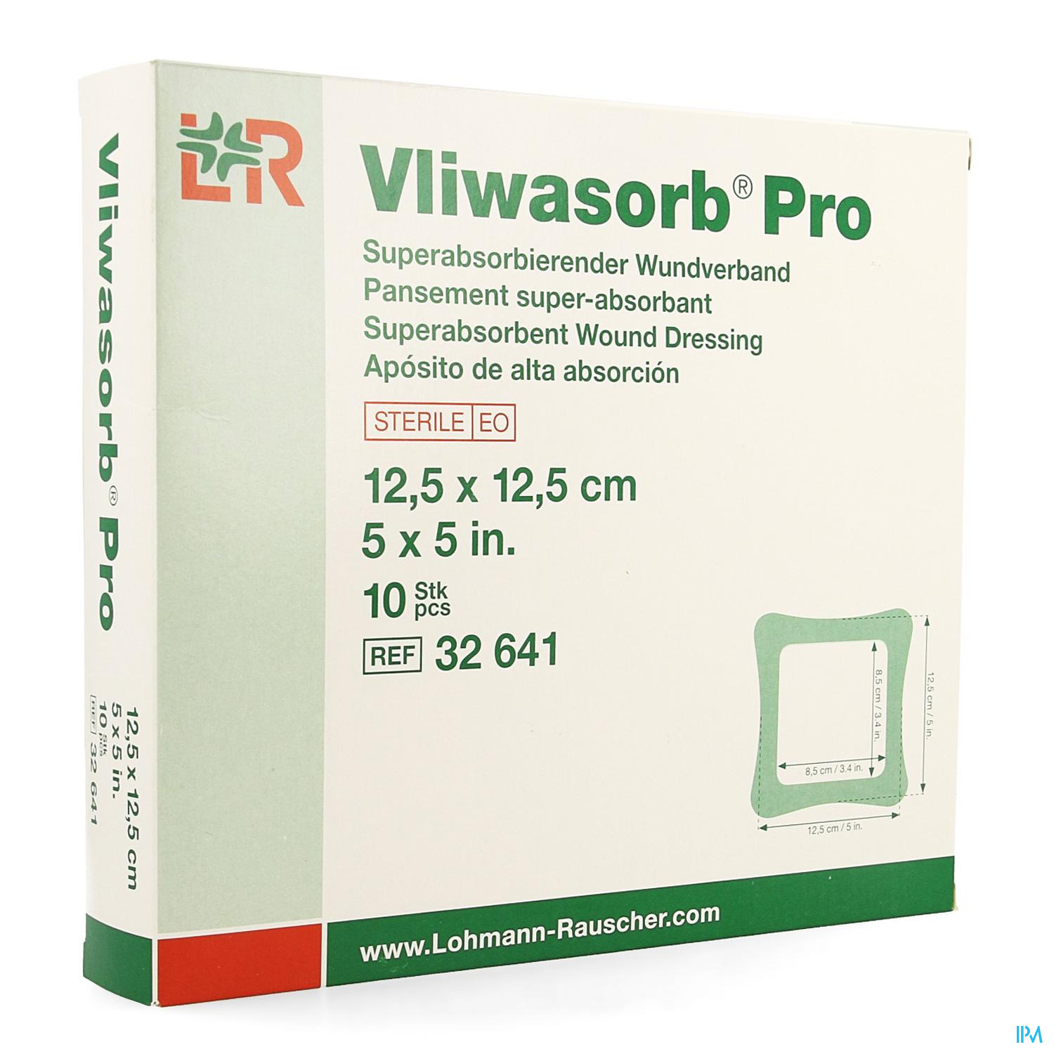 Vliwasorb Pro Verband 12,5x12,5cm 10 32641 - Sterk absorberend ...