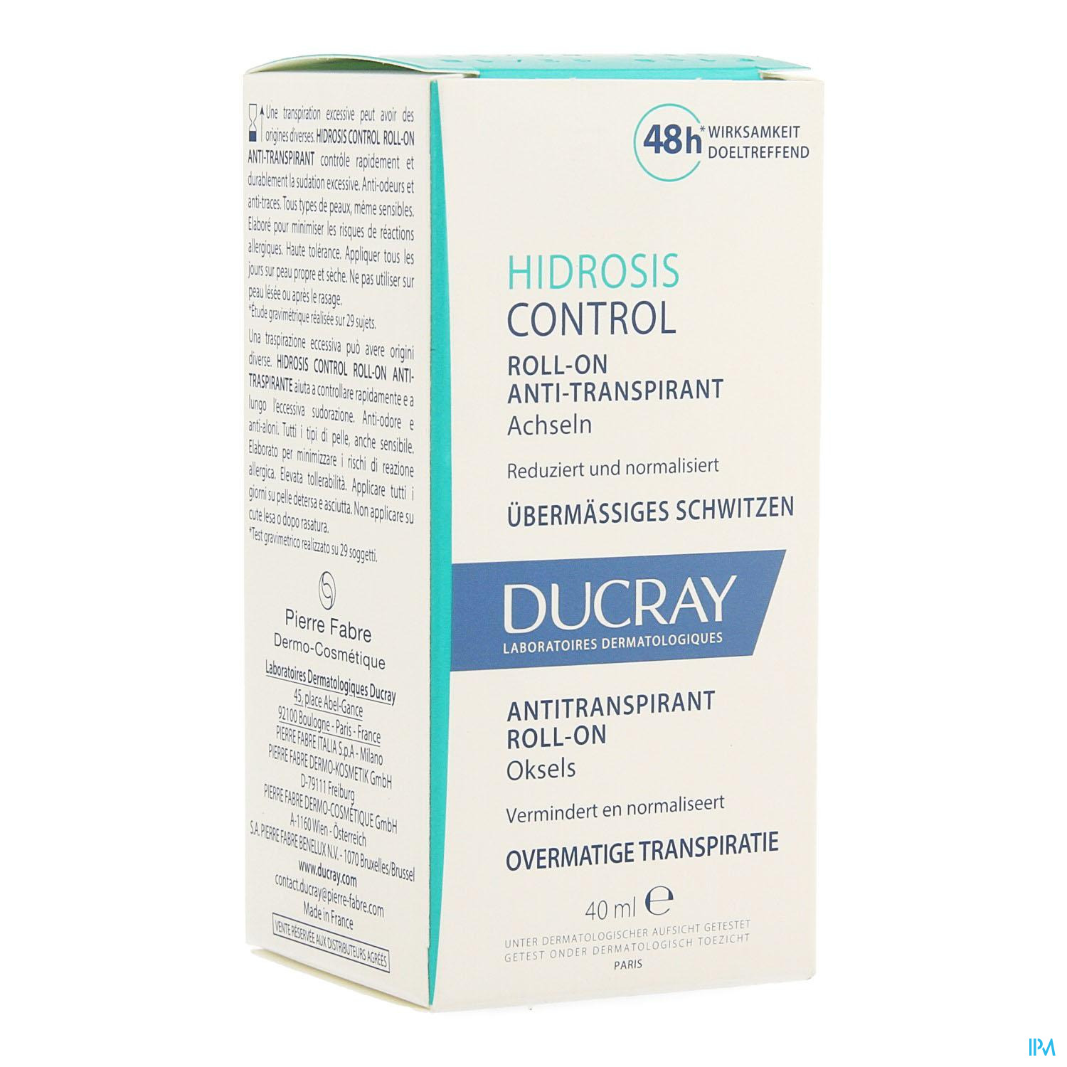 Ducray Hidrosis Control Roll-on 40ml - Deodorant - Lichaamsverzorging ...