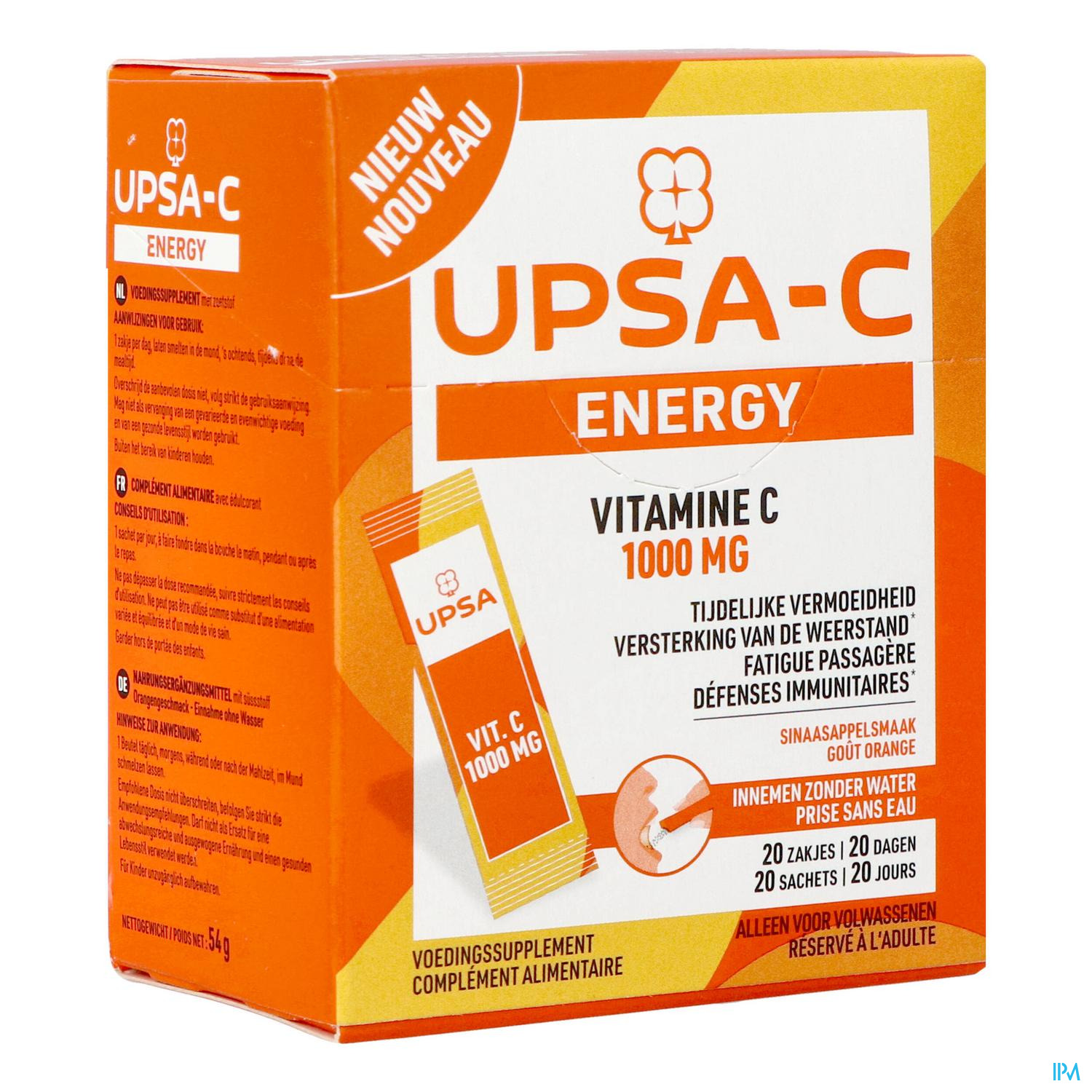 Upsa C Energy 1000mg Sach 20 - Vitamine C - Vitamines - Vitamine et ...