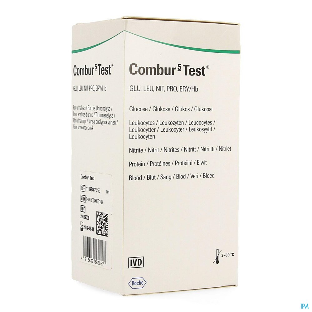 Combur 5 Test Strips 100 11893467255 - Bandelettes de test: urine et ...