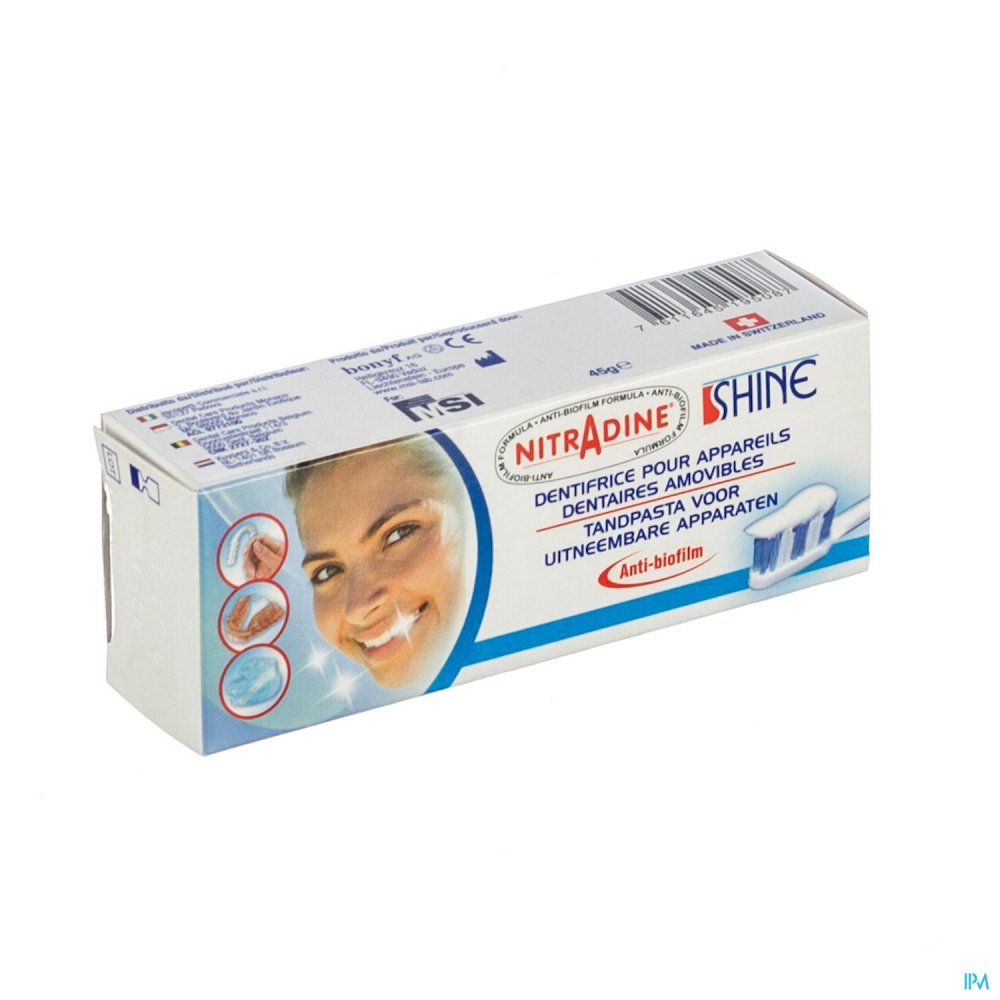 Nitradine Shine Dentifrice 45g - Prothèses dentaires - Bouche, dents et ...