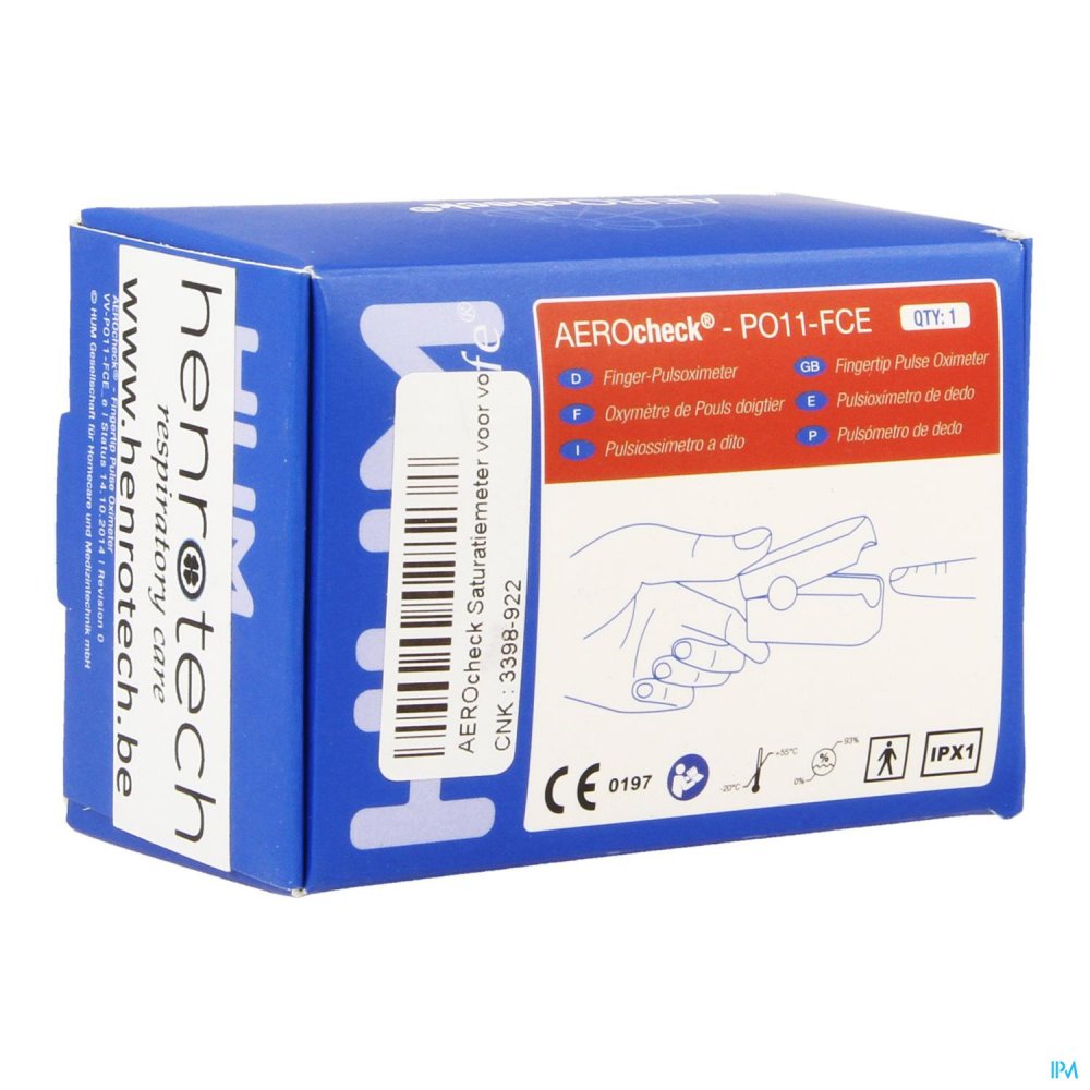 Aerocheck Pulsoximetre Adult Hp011-fce Henrotech - Oxygénomètre ...