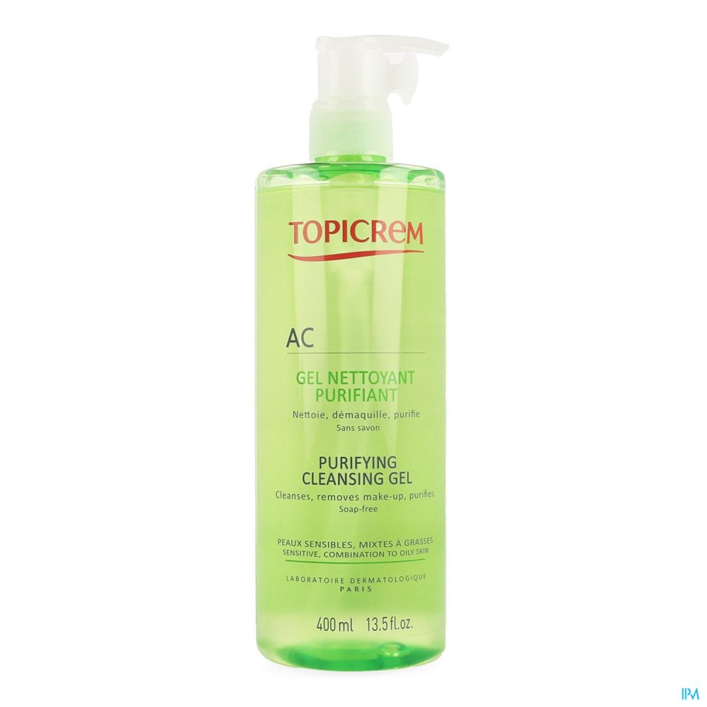 Topicrem Ac Gel Nettoyant Purifiant Tube 400ml - Nettoyage - Acné ...