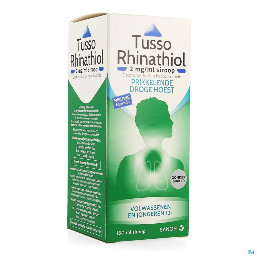 Tusso Rhinathiol 2mg/ml Siroop Volw Z/suiker 180ml - Droge hoest ...