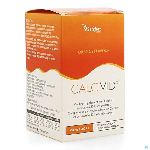 Calcivid 500mg/200ie Orange Chew 60 - Calcium - Mineralen - Vitaminen ...